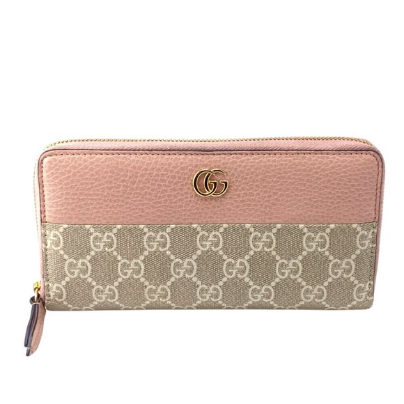 Gucci | Bags | Gucci Pink Round Gg Marmont Long Wallet Card Coin Purse ...